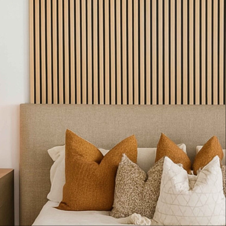 Acoustic Slatted Wall Panel 240 x 60cm - Light Oak x 1 panel ...